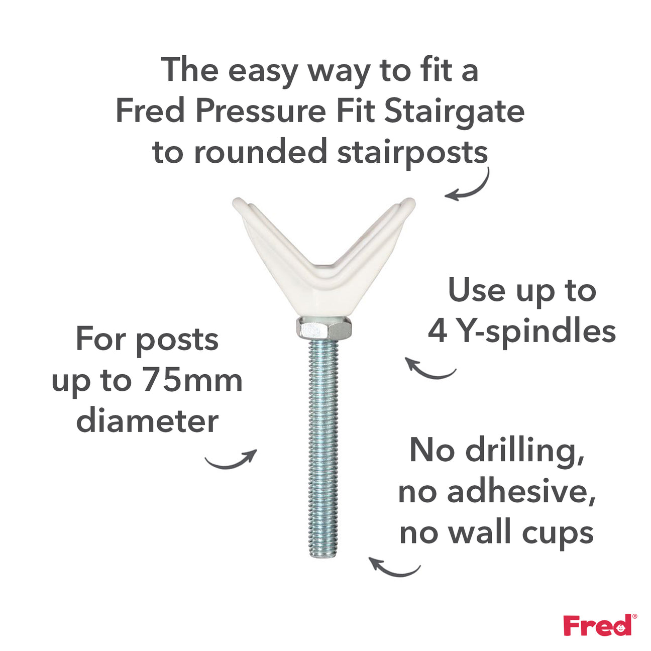Fred Safety Stairgate Y-spindle - Pure White